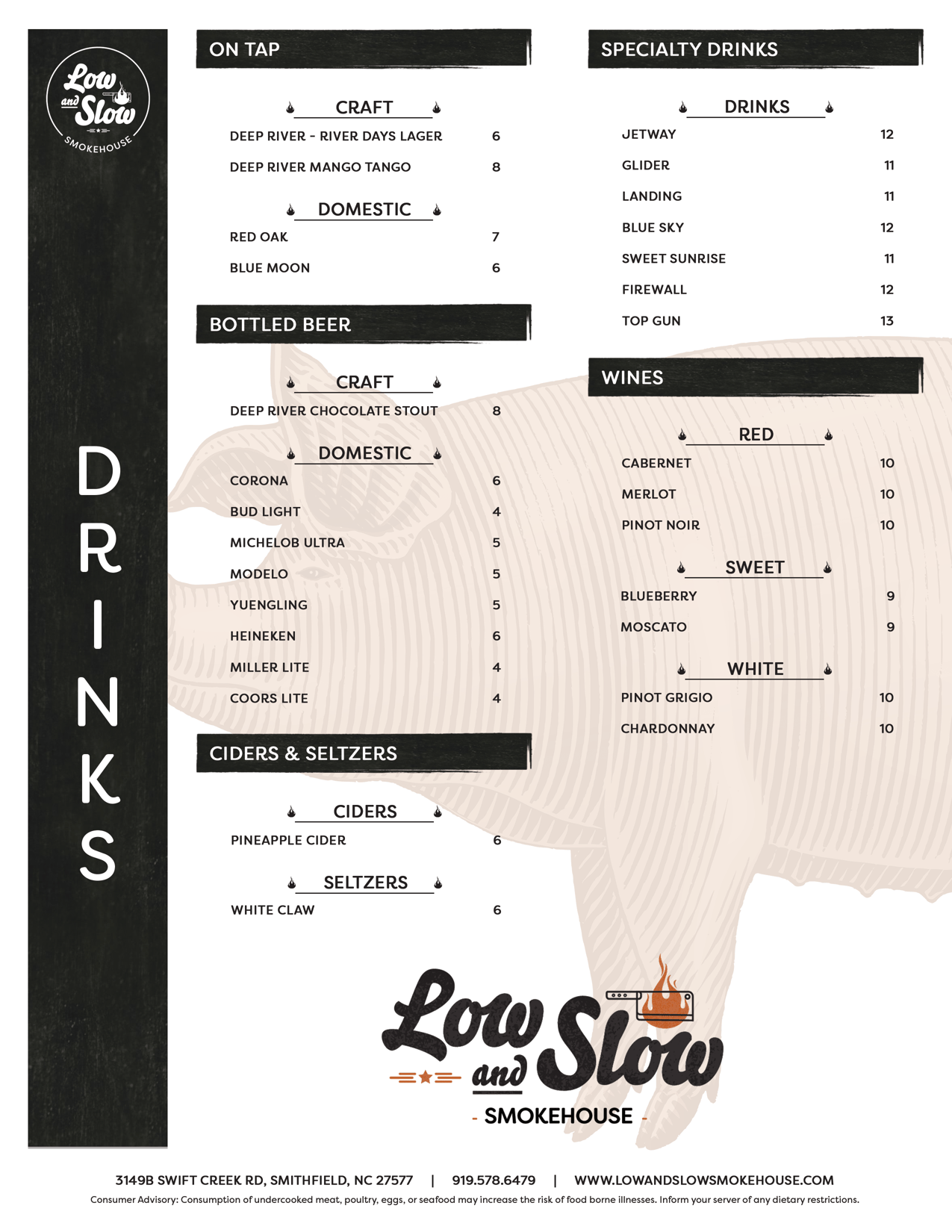 Menus | Low and Slow Smokehouse