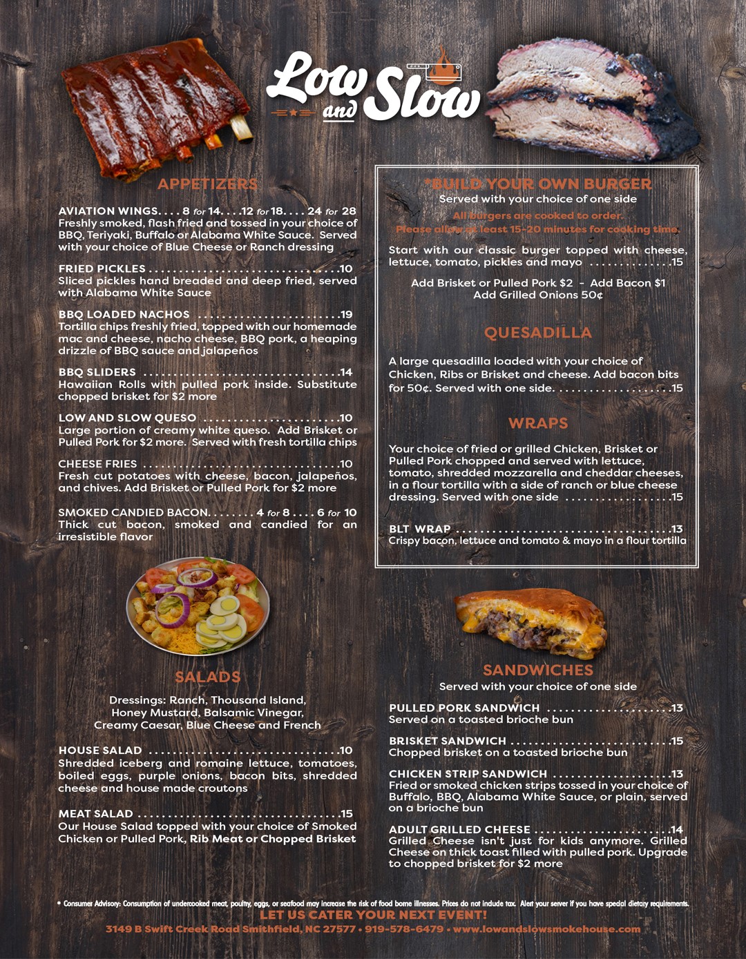 Menus | Low and Slow Smokehouse